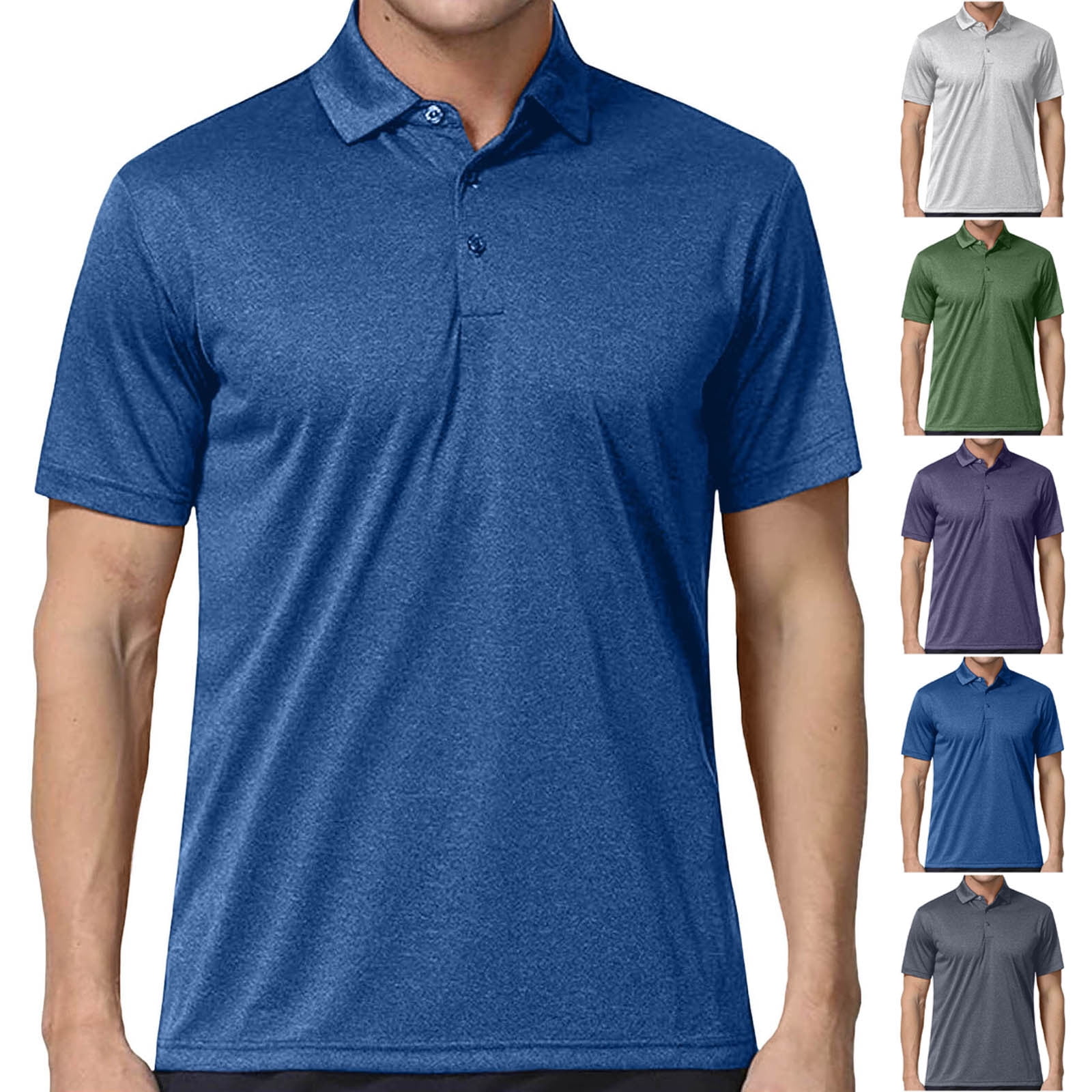 DPTALR George Men's Solid Color Turn-Down Collar Short Sleeve Casual ...