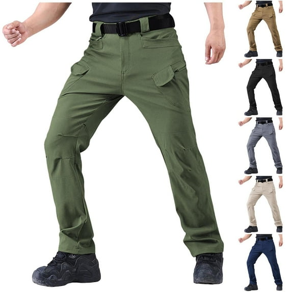 DPTALR George Men's Solid Outdoor Cargo Pants Button Zipper Multiple ...