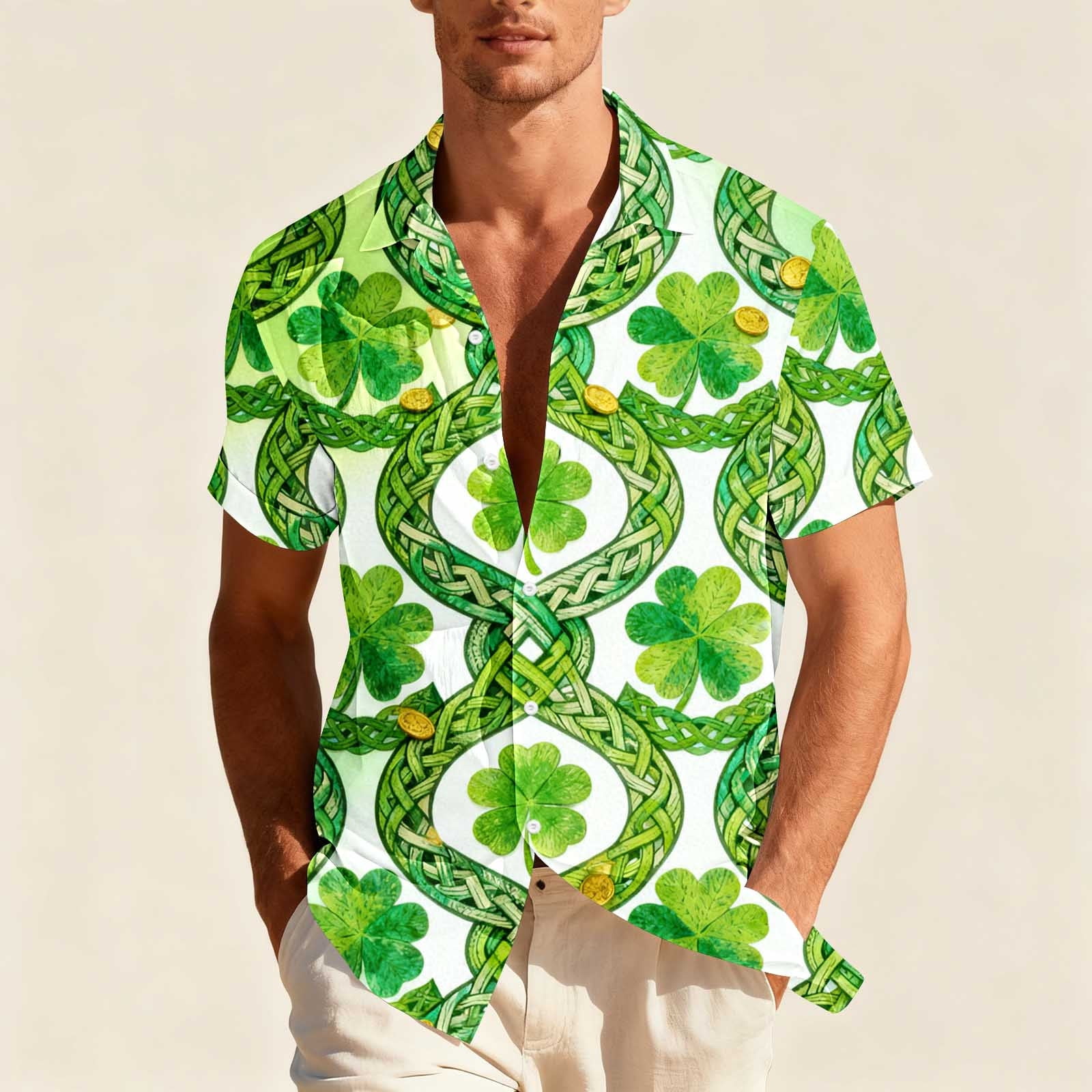 DPTALR George Men's St. Patrick's Day Printed Summer Beach Casual Short ...