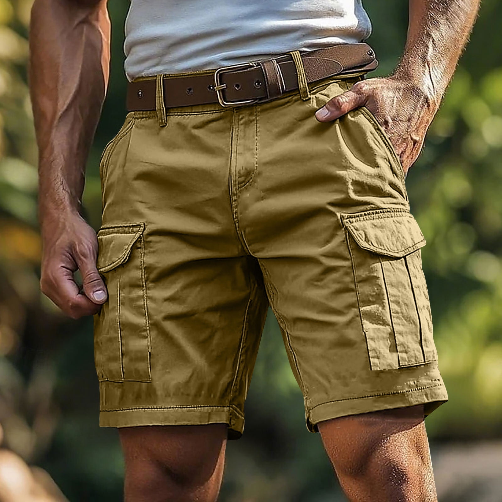 DPTALR Men's Stretch Cargo Shorts,Cotton Casual Outdoor Lightweight ...