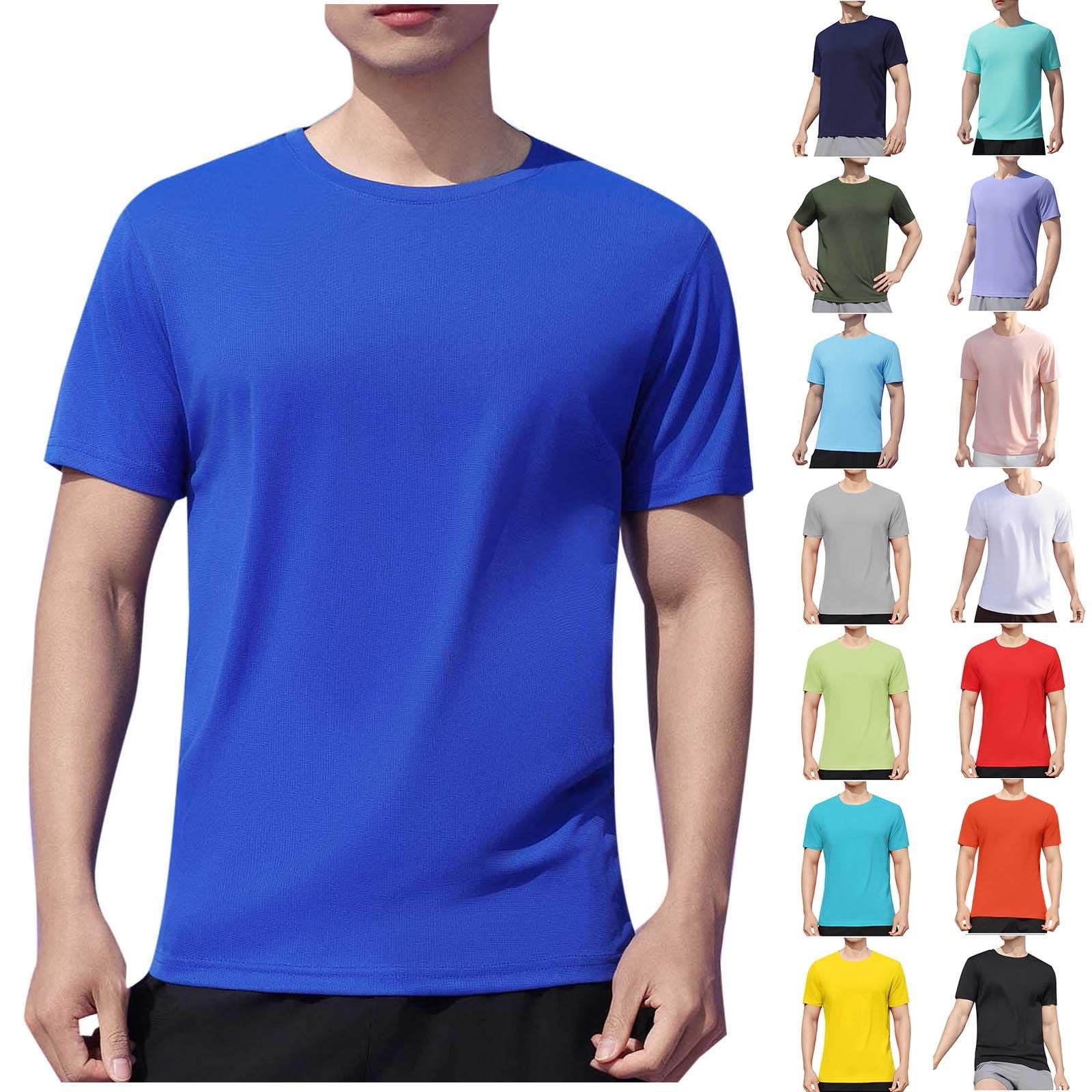 DPTALR George Men's Stretchy Casual Solid Color Crew Neck Short Sleeve ...