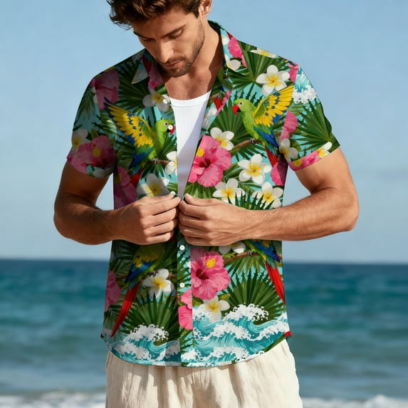 DPTALR George Men's Vintage Hawaiian Shirt Short Sleeve Button Down ...