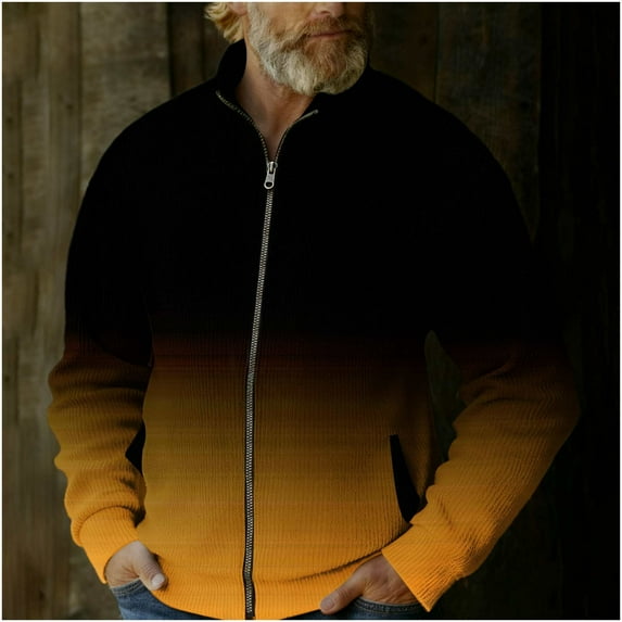 DPTALR George Men's Winter Warm Solid Hooded Full-Zip Jacket,Gold,Size ...