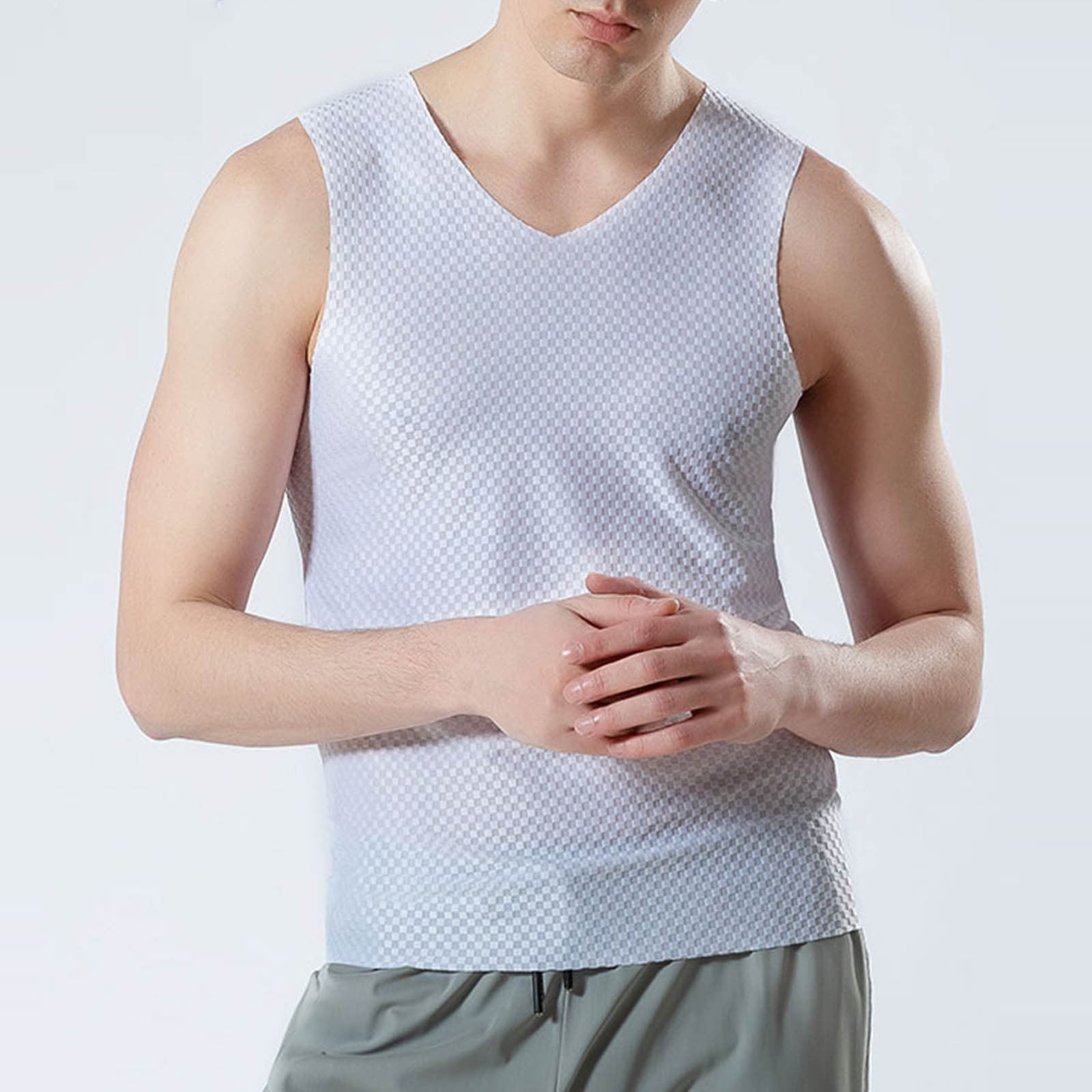 DPTALR George Mens Casual Beach Tank Top Hollow Out Mesh Muscle Shirts ...