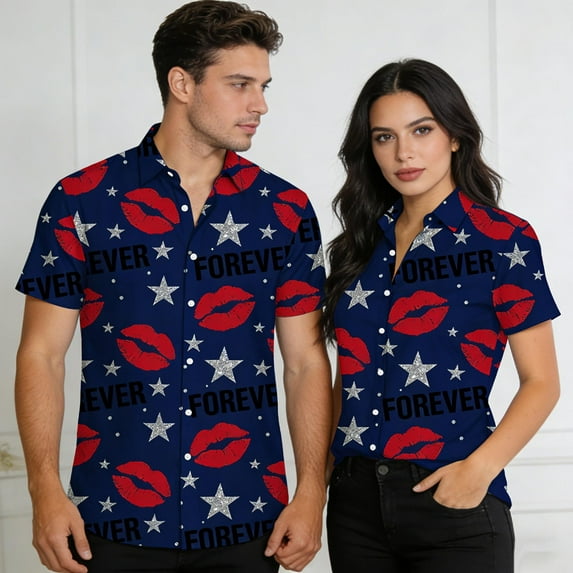 DPTALR George Unisex Valentine's Day Printed Button Shirt Short Sleeve ...
