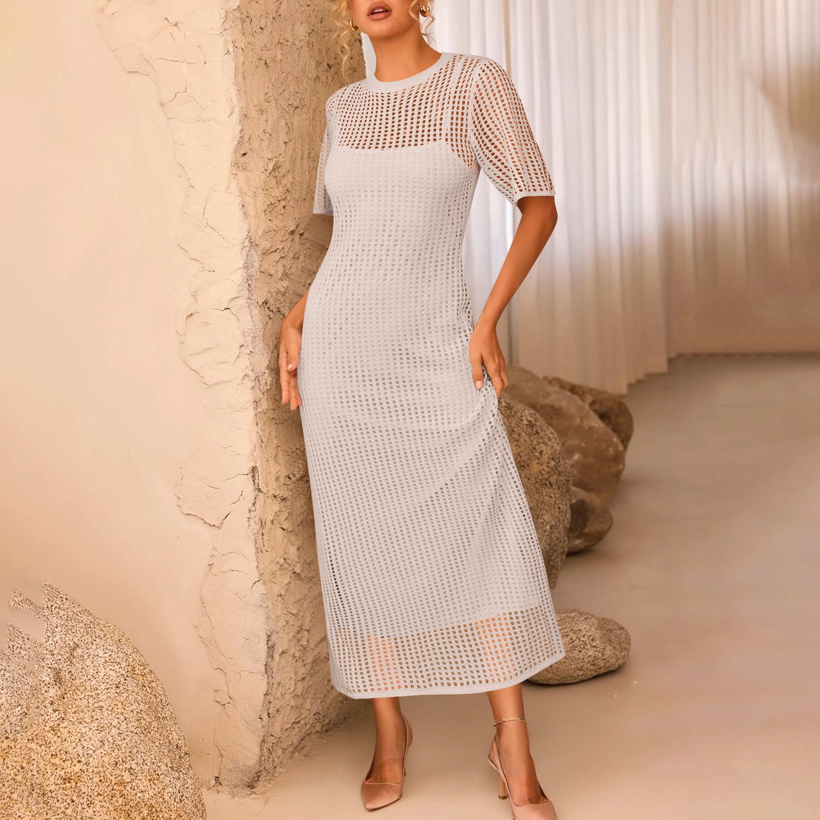 DPTALR George Women's 2025 Summer Eyelet Cover Up Dress, Vacation ...