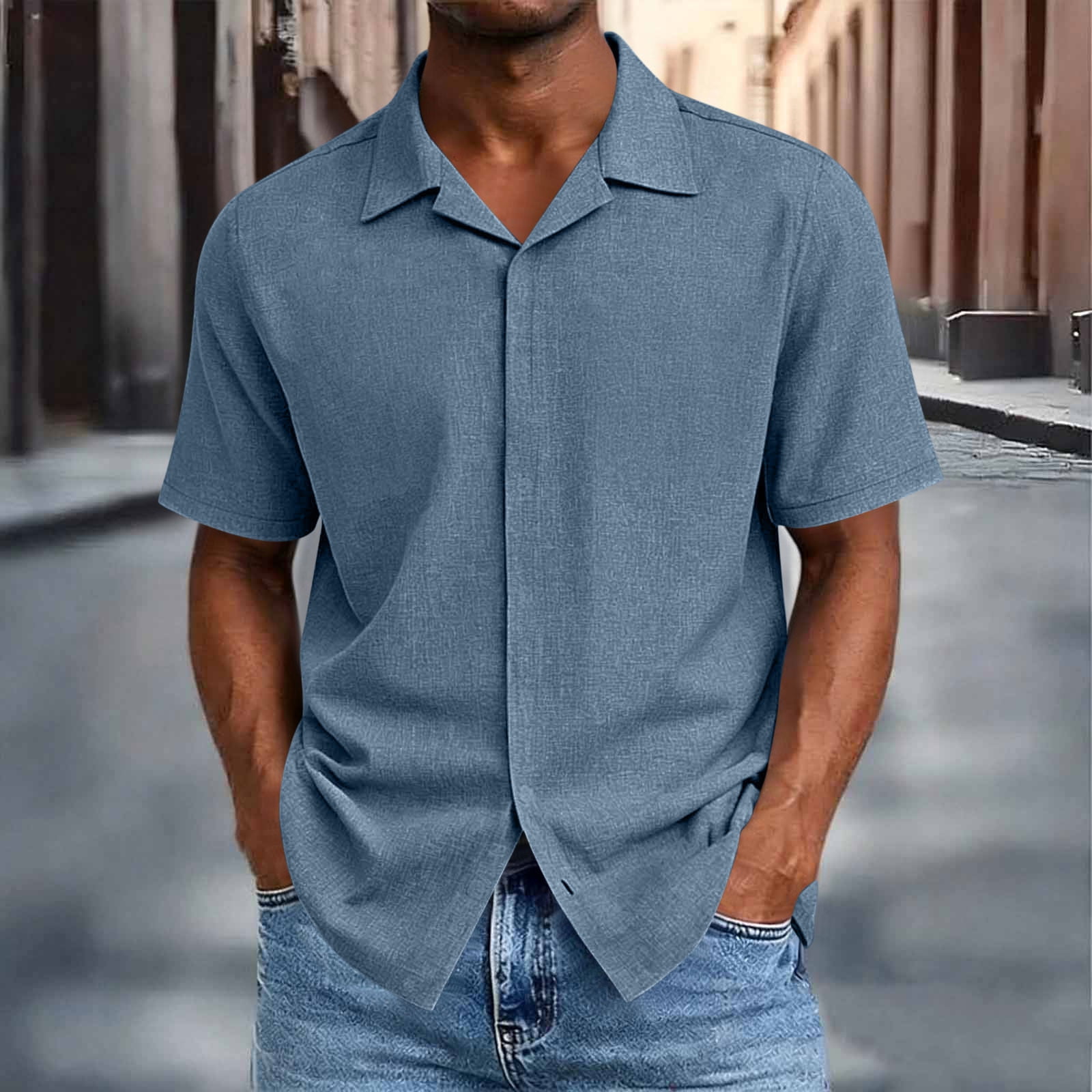 DPTALR Men's Camp Collar Short Sleeve Shirt Casual Summer Beach Shirt ...