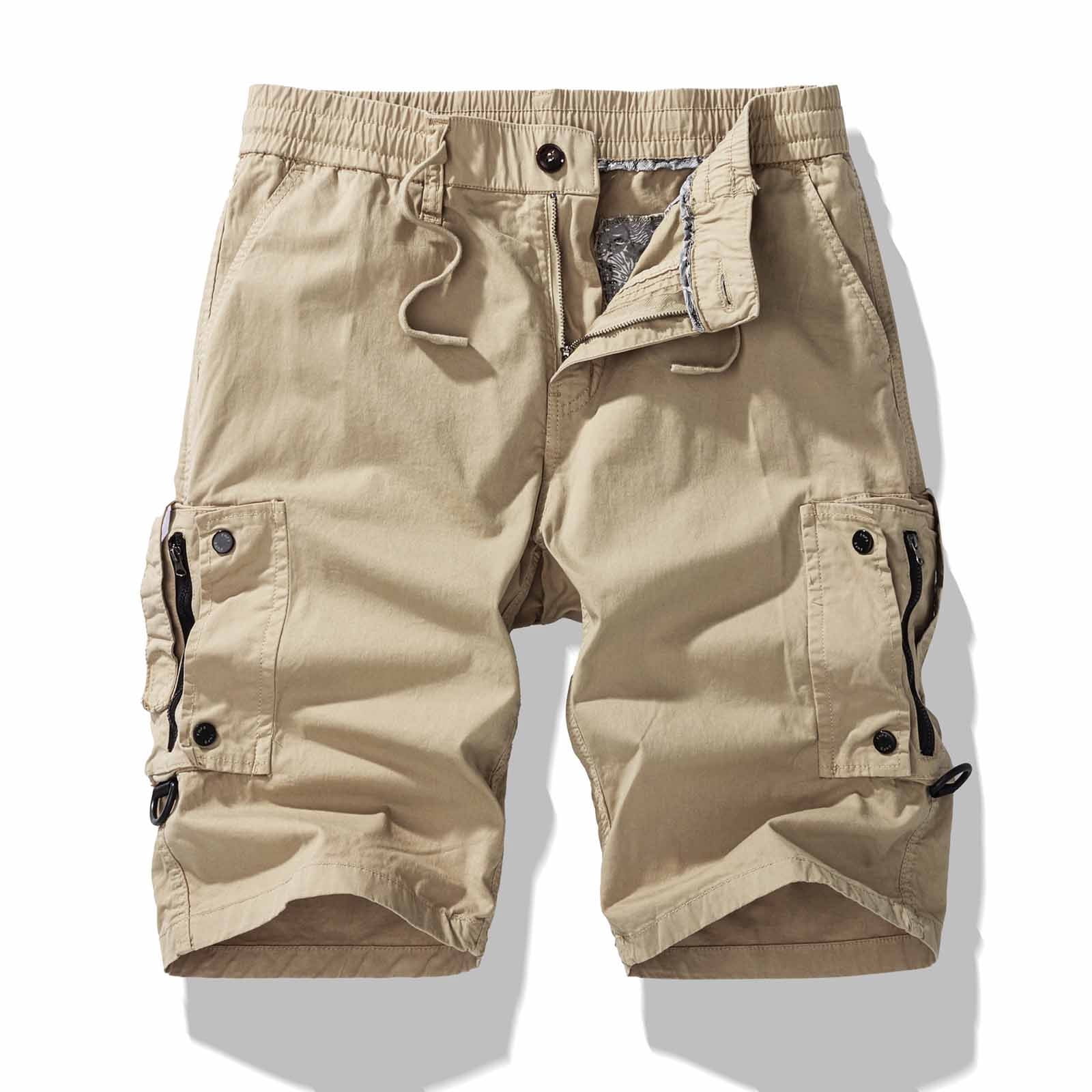 DPTALR Men's Cargo Shorts,Solid Color Elastic Waist Casual Shorts with ...
