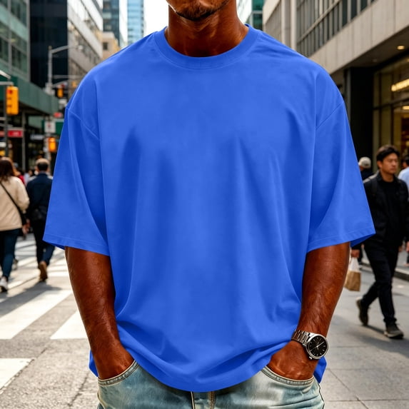 DPTALR Men's Crew Neck T-Shirt Short Sleeve Loose Fit Casual Basic ...