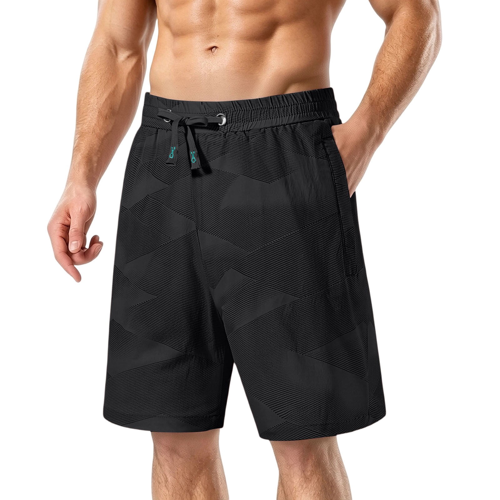 DPTALR Men's Geometric Print Quick Dry Shorts,Elastic Waist Drawstring ...
