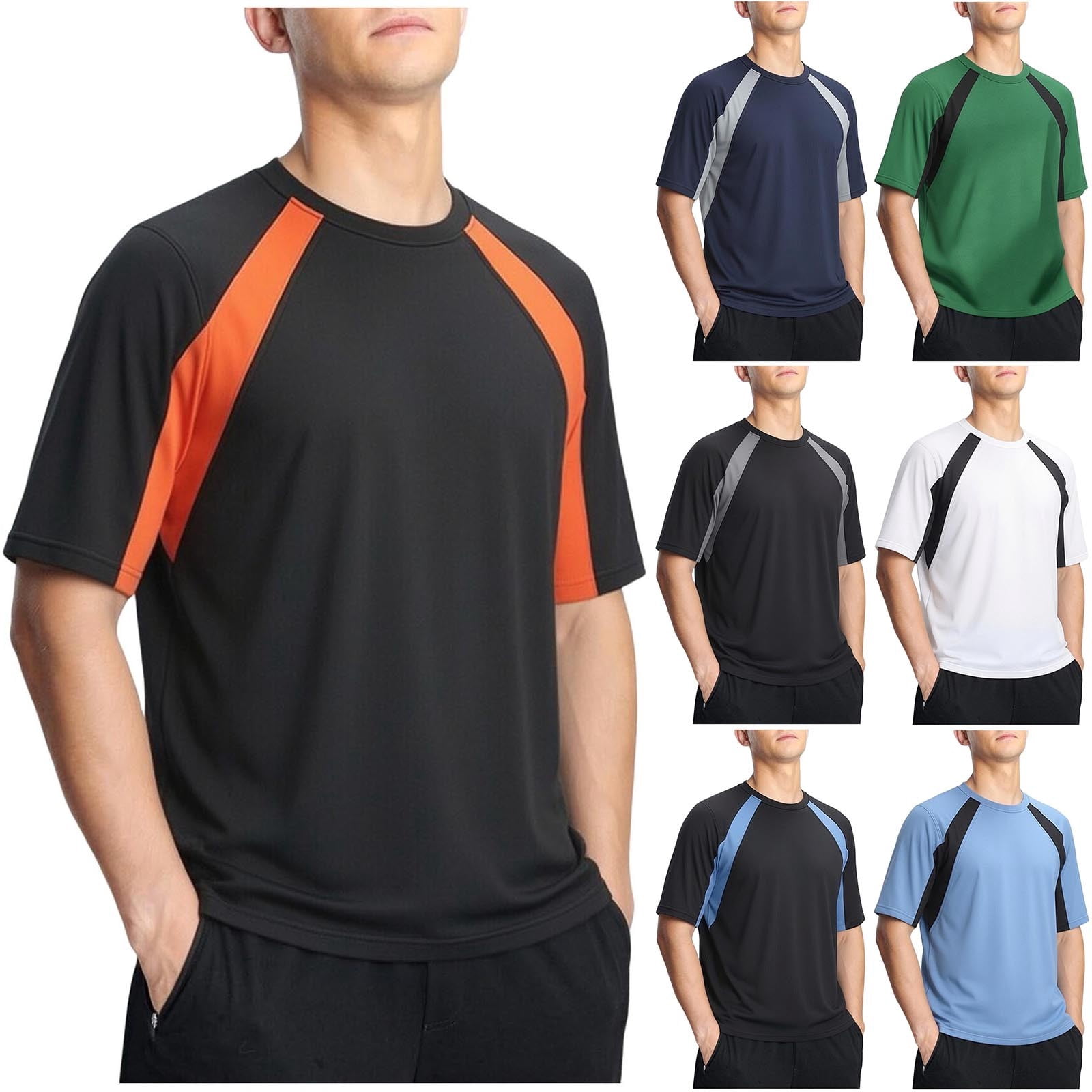 DPTALR Men's Quick Dry Raglan Sleeve T-Shirt,Color Block Athletic ...