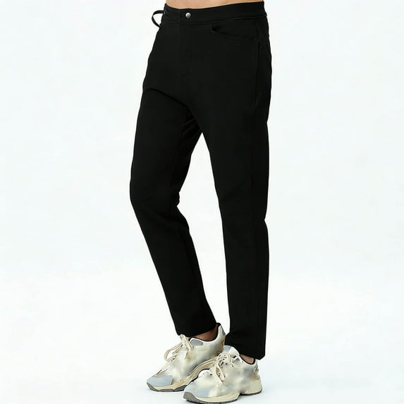 DPTALR Men's Solid Color Breathable Loose Straight Pants with Zippered ...