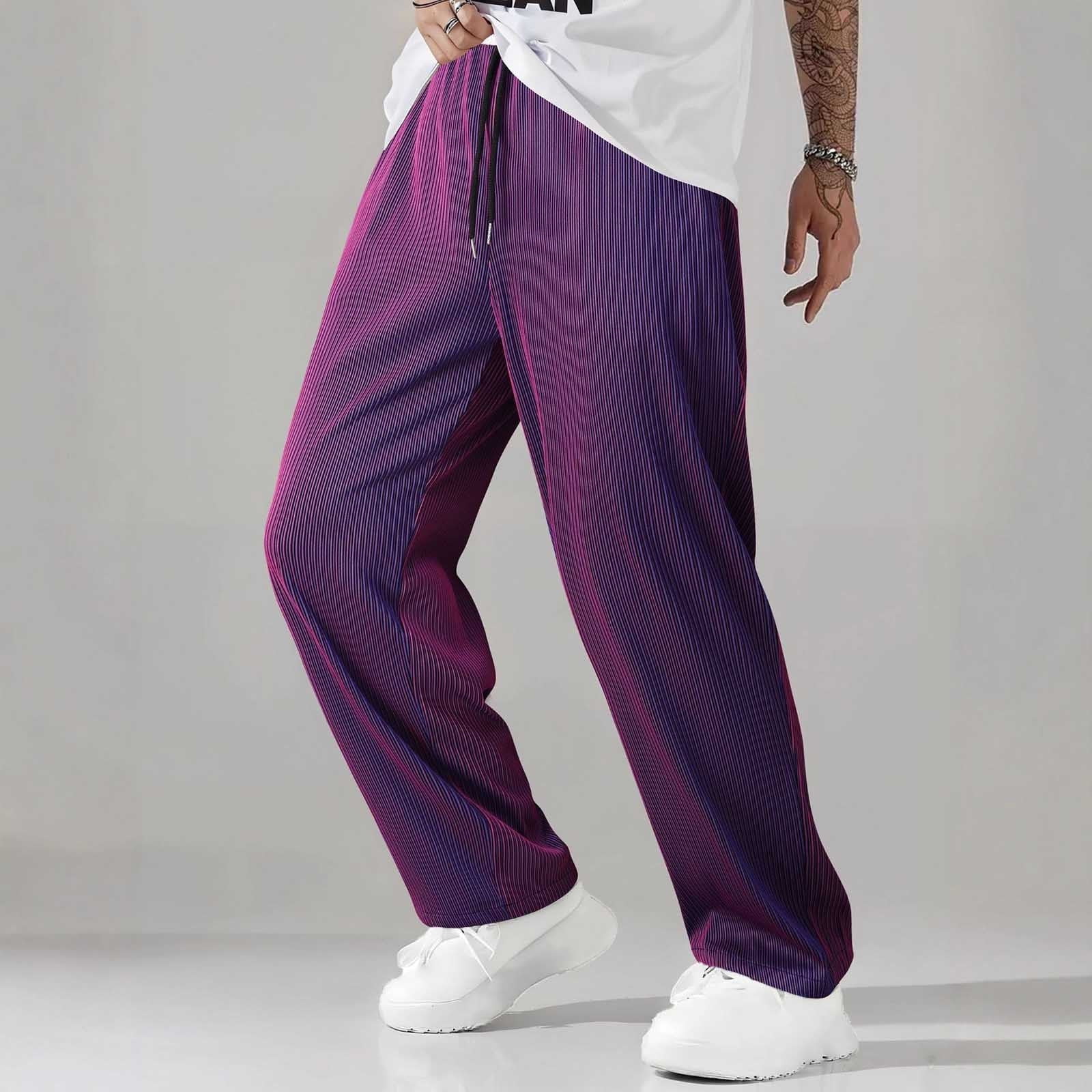 DPTALR Men's Solid Color Elastic Breathable Straight Leg Hip-Hop Pants ...