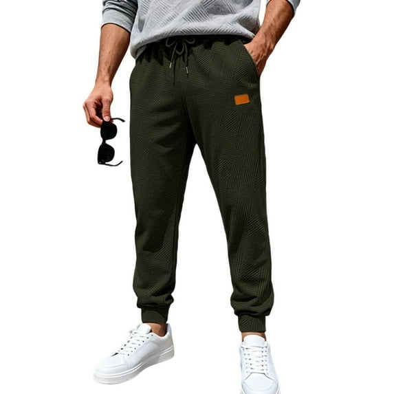 DPTALR Men's Solid Color Elastic Waist Drawstring Sports Pants,Army ...