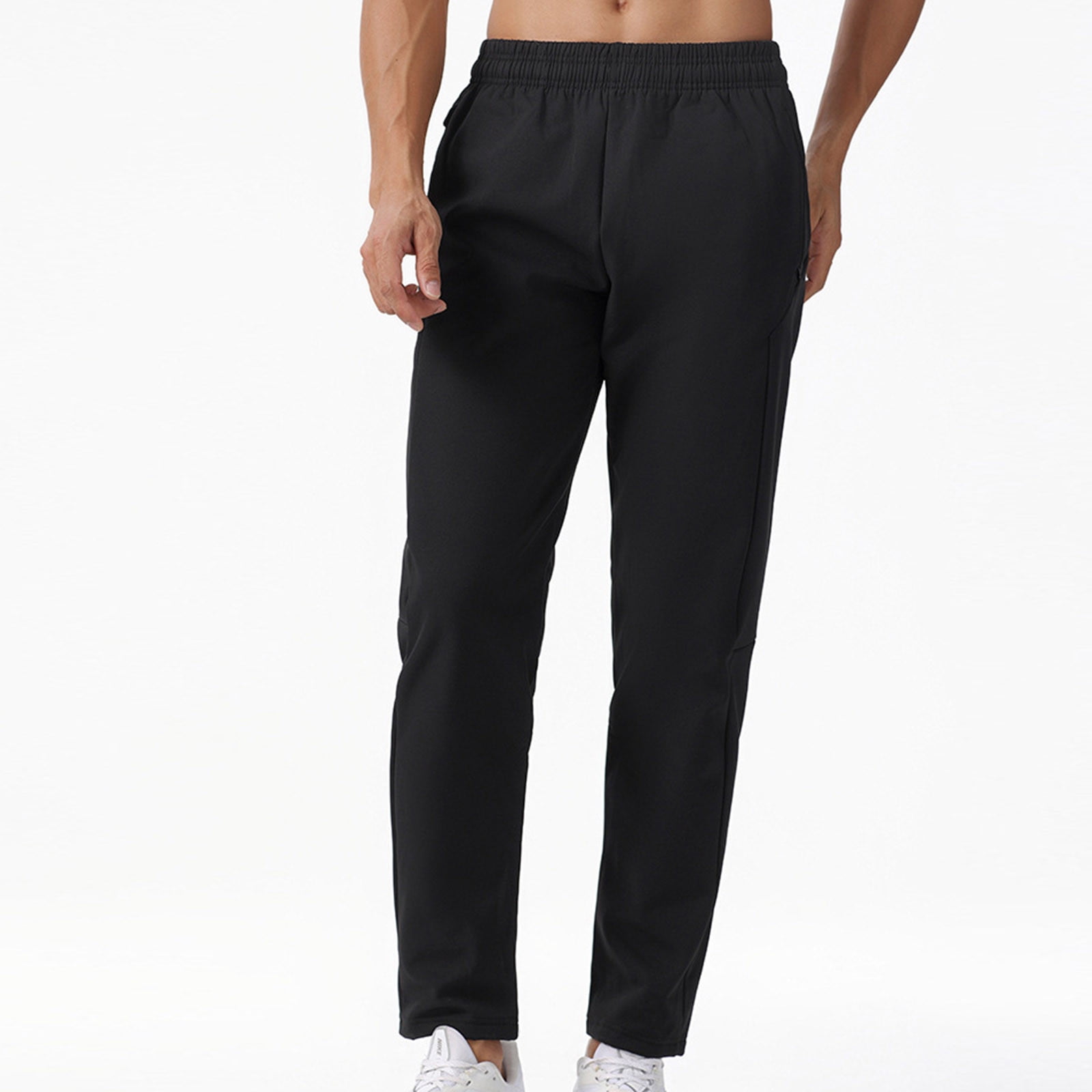 DPTALR Men's Thick Straight Leg Thermal Pants Elastic Waist,Black,Size ...