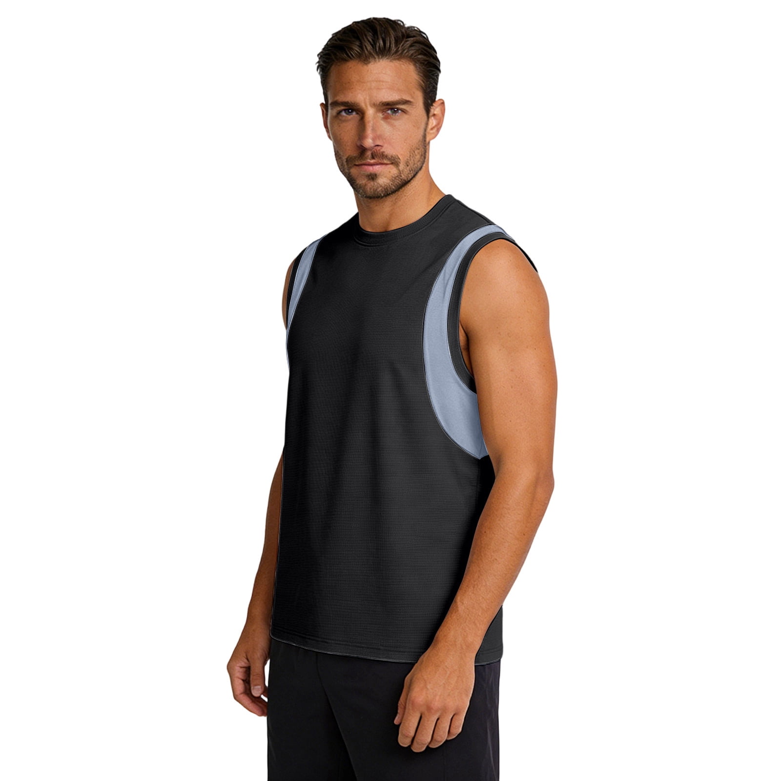 DPTALR Men's and Big Men's Color Block Sleeveless Tank Top,Black,Big ...