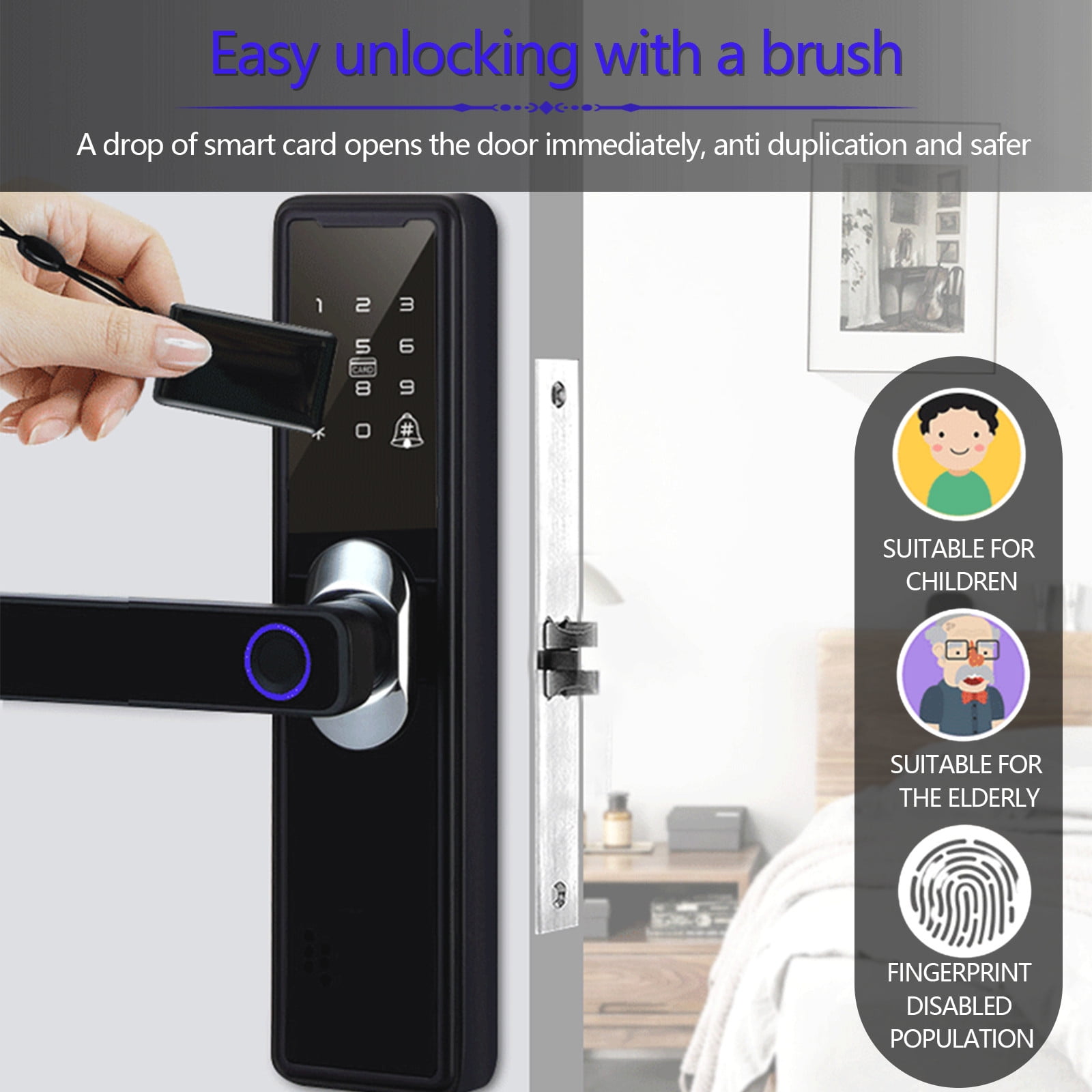DPTALR Smart Door Lock, Keyless Fingerprint &Touchscreen ,Secure ...