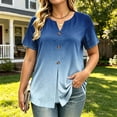 DPTALR Women's Gradient V Neck Short Sleeve T-shirt, Tunic Loose Fit ...