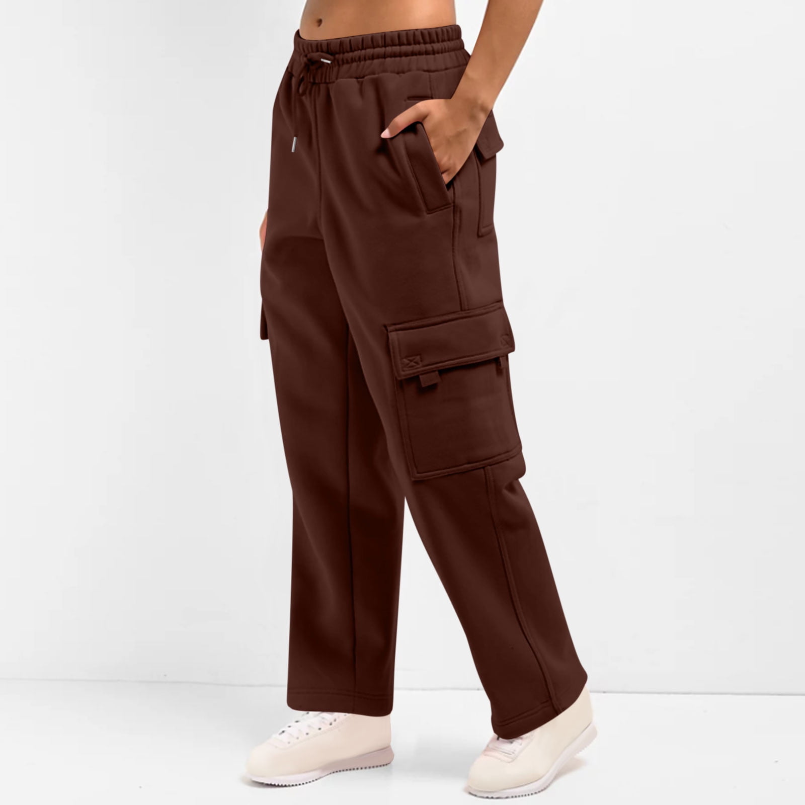 DPTALR Women's High Waisted Wide Leg Drawstring Solid Color Joggers ...
