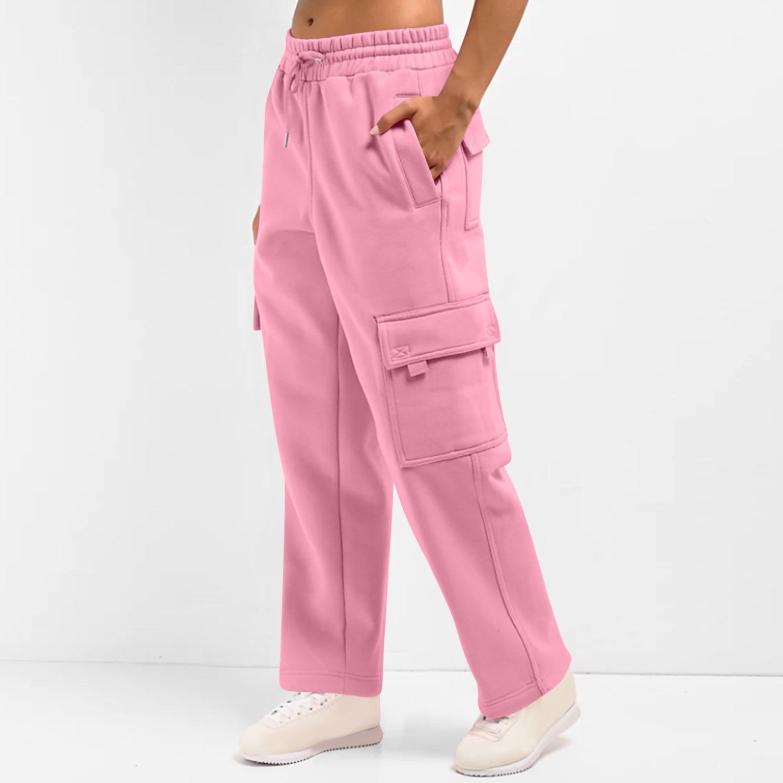 DPTALR Women's High Waisted Wide Leg Drawstring Solid Color Joggers ...