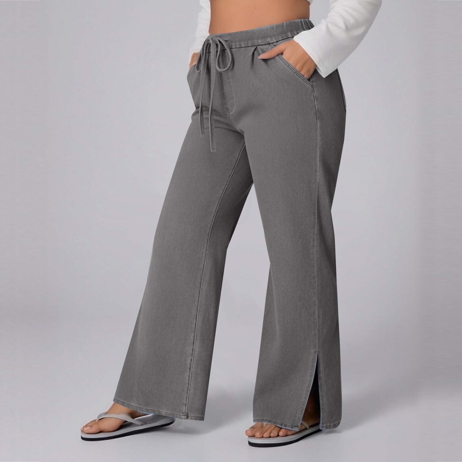 DPTALR Women's Plus Size High Waist Wide Leg Full Length Pants with ...