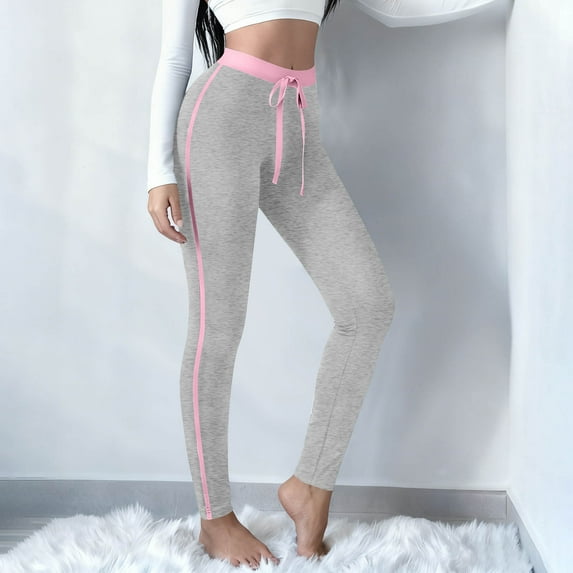 DPTALR Women's Solid Color Elastic Waist Comfortable Full Length Pants ...