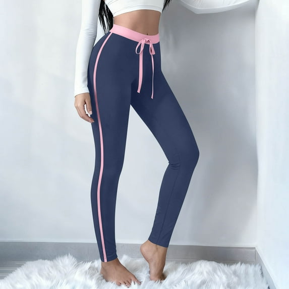 DPTALR Women's Solid Color Elastic Waist Comfortable Full Length Pants ...