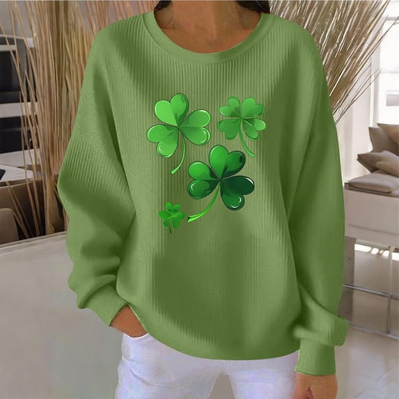DPTALR Women's St. Patrick's Day Printed Button Down Threaded Hoodless ...