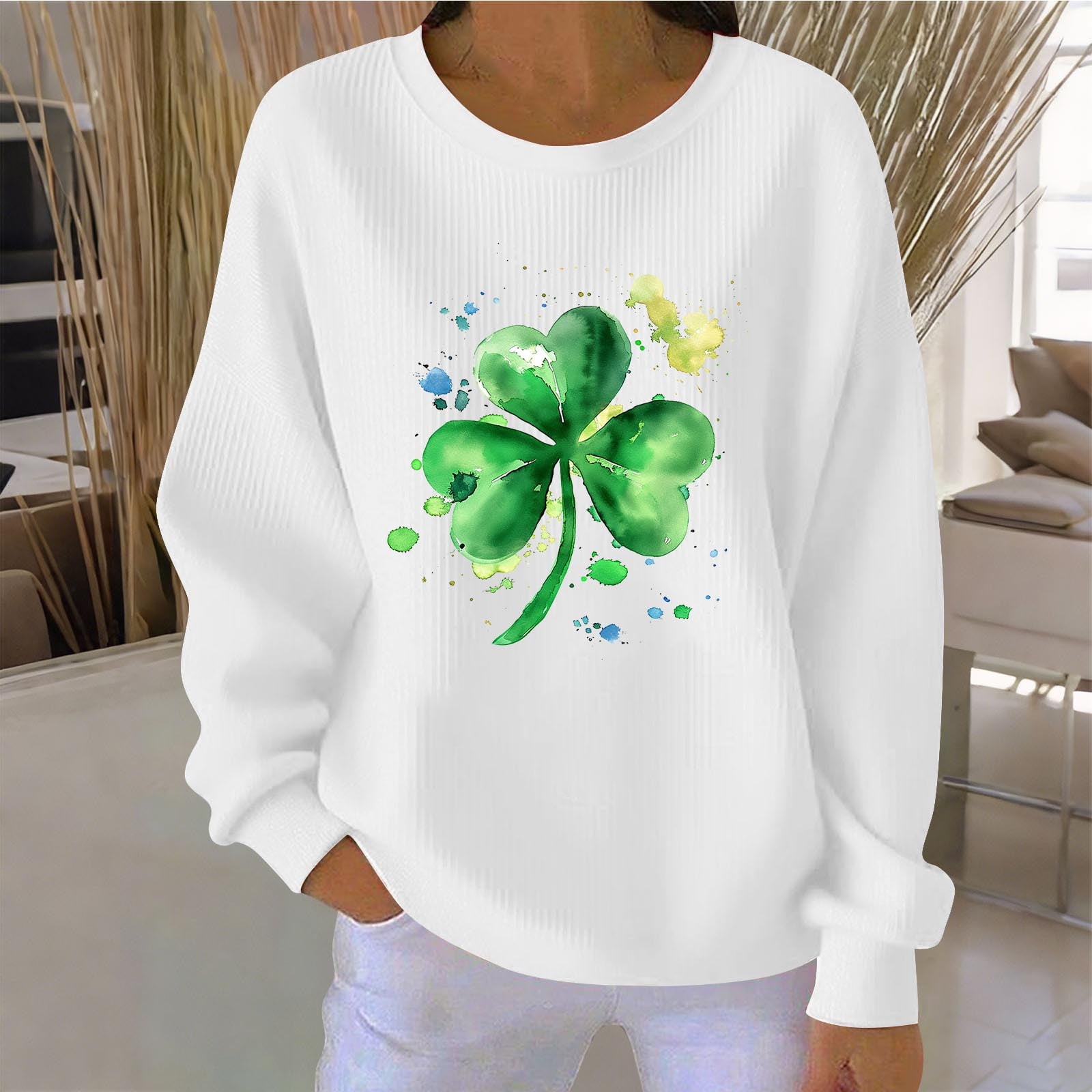 DPTALR Women's St. Patrick's Day Printed Button Down Threaded Hoodless ...