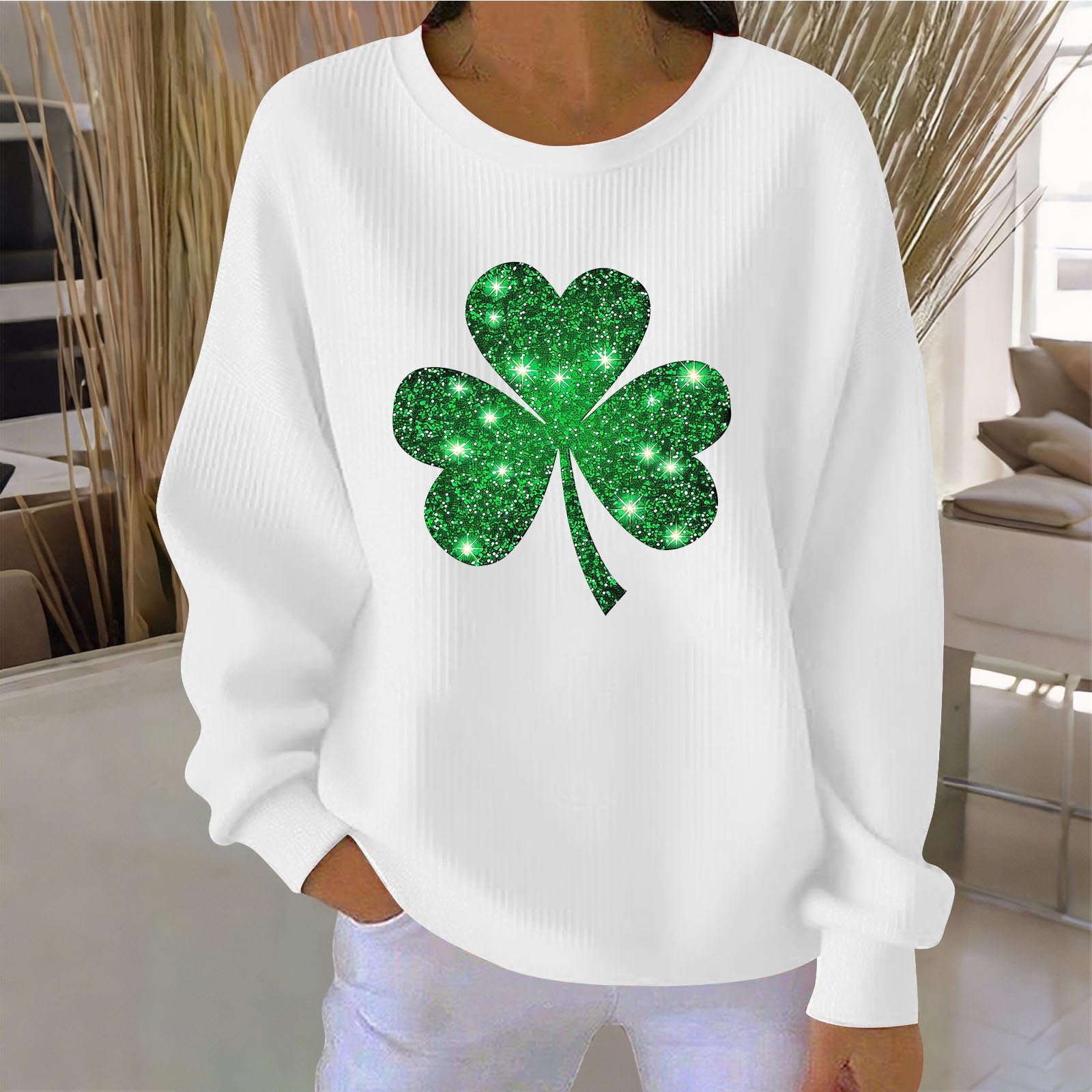 DPTALR Women's St. Patrick's Day Printed Button Down Threaded Hoodless ...