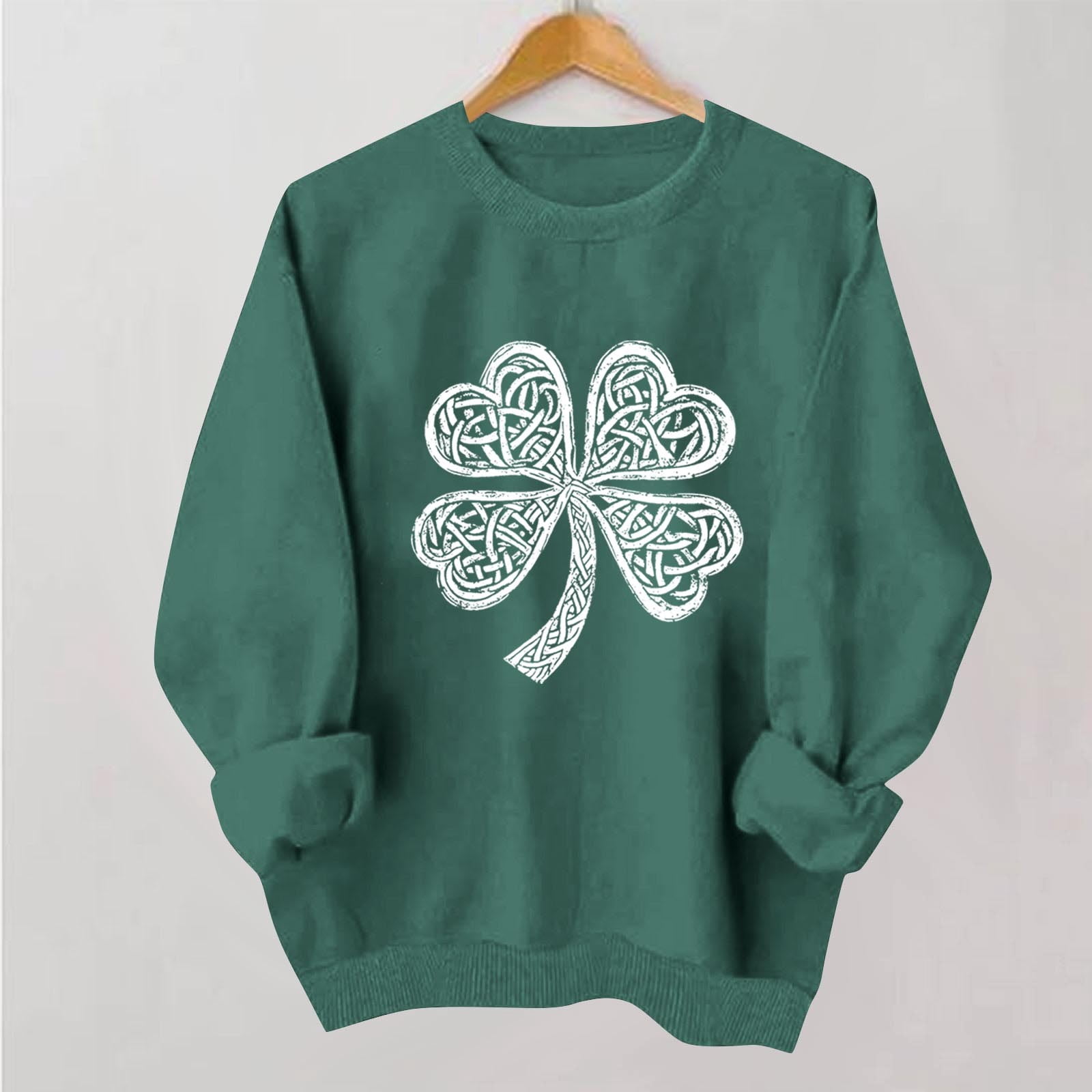 DPTALR Women's St. Patrick's Day Printed Round Neck Hoodless Long ...