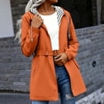 DPTALR Women's Striped Lined Hooded Drawstring Waist Trench Coat,Orange ...