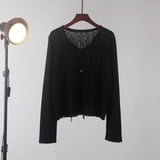 DPTALR Women's V Neck Sheer Tie Front Knit Sun Protection Cardigan ...