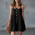 DPTALR Women's V Neck Spaghetti Strap Button Front Mini Slip Dress ...