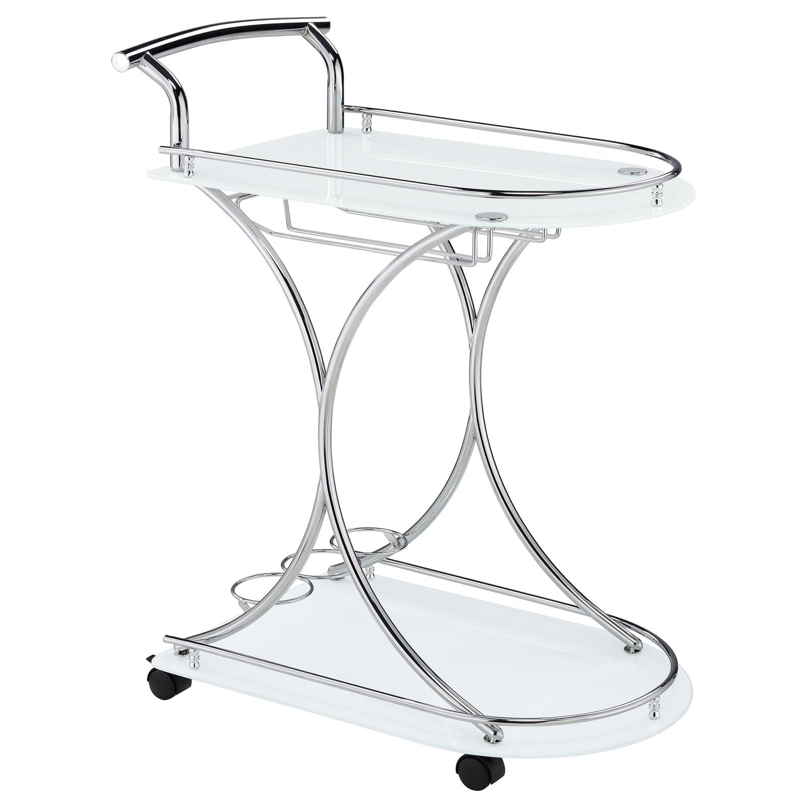 DPlus 2-shelve Serving Cart Chrome and White - Walmart.com