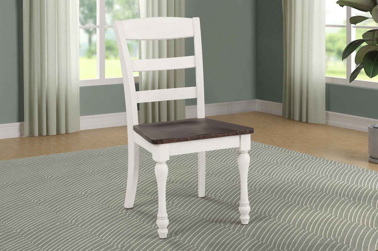 DPlus Ladder Back Side Chairs Dark Cocoa and Coastal White (Set of 2 ...