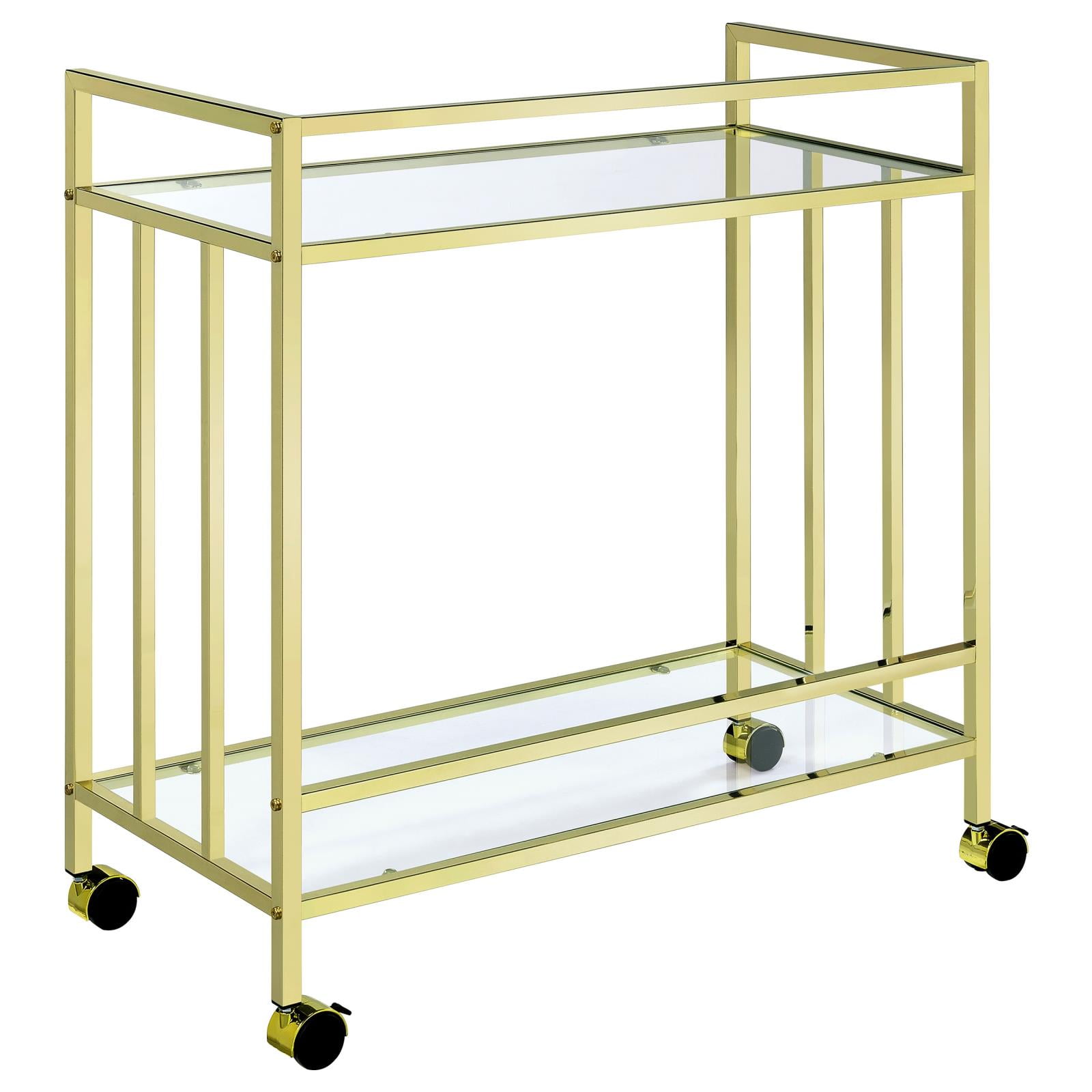 DPlus Rectangular Glass Bar Cart Brass - Walmart.com