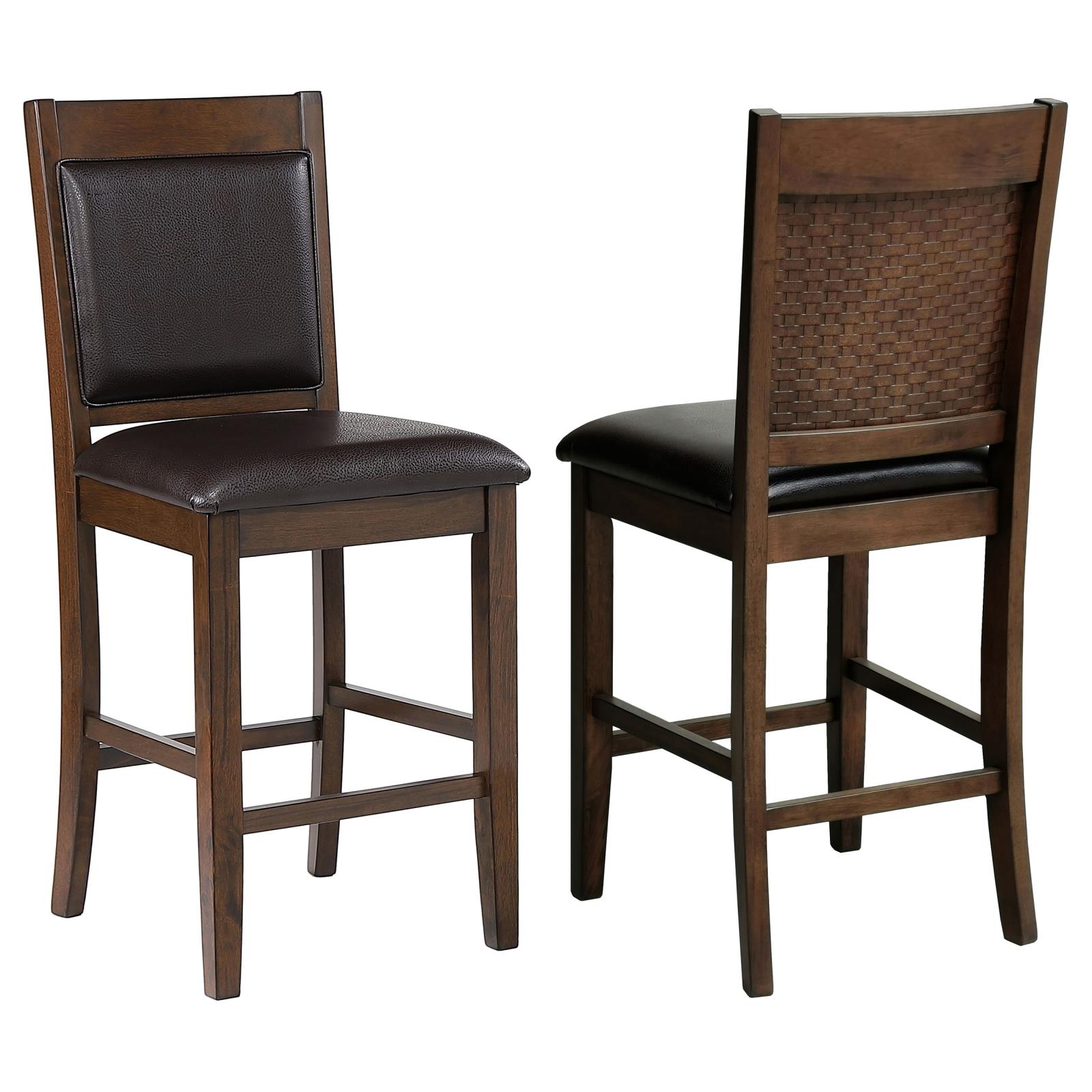 DPlus Upholstered Counter Height Chairs with Footrest (Set of 2) Brown ...