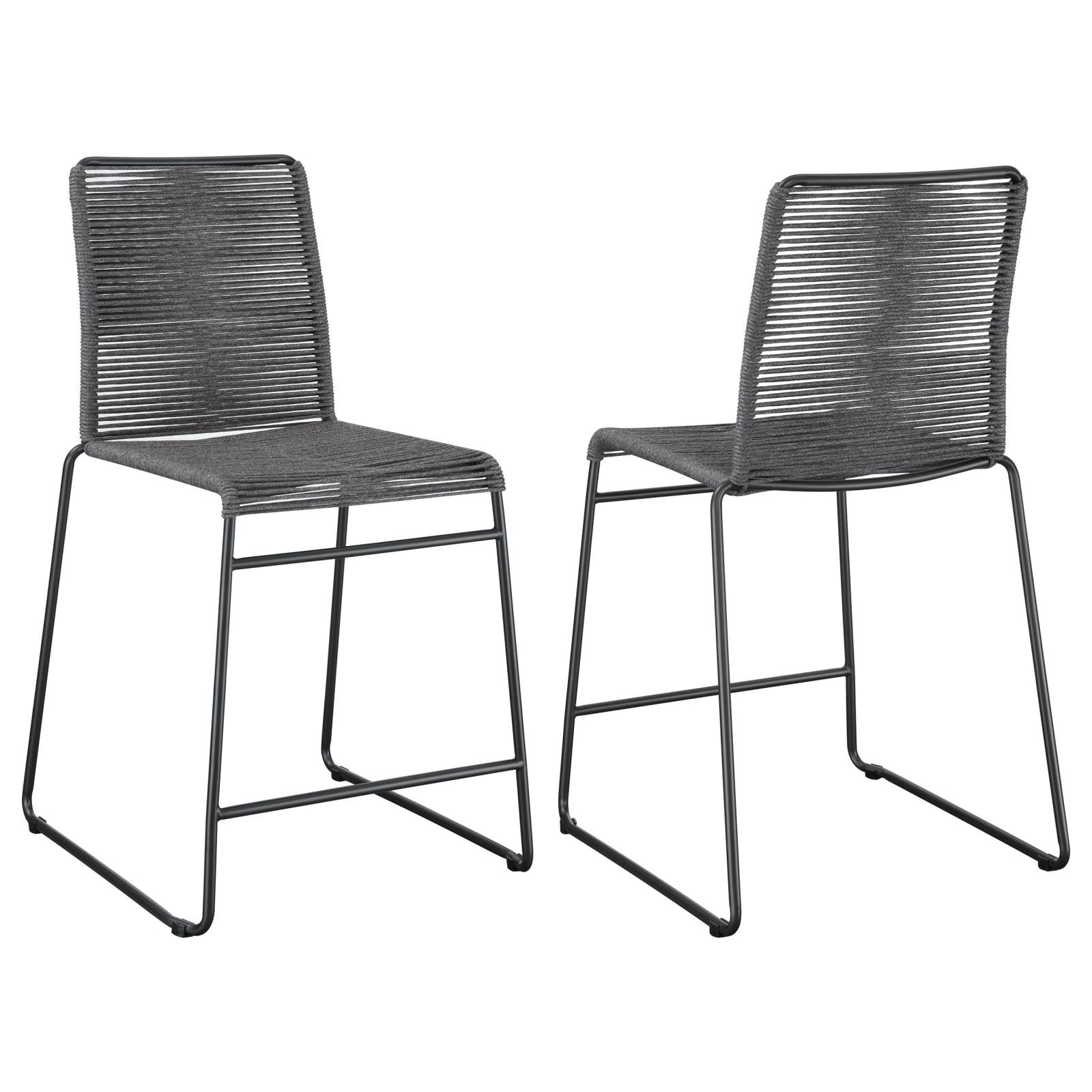 DPlus Upholstered Counter Height Stools with Footrest (Set of 2) Charcoal and Gunmetal - Walmart.com