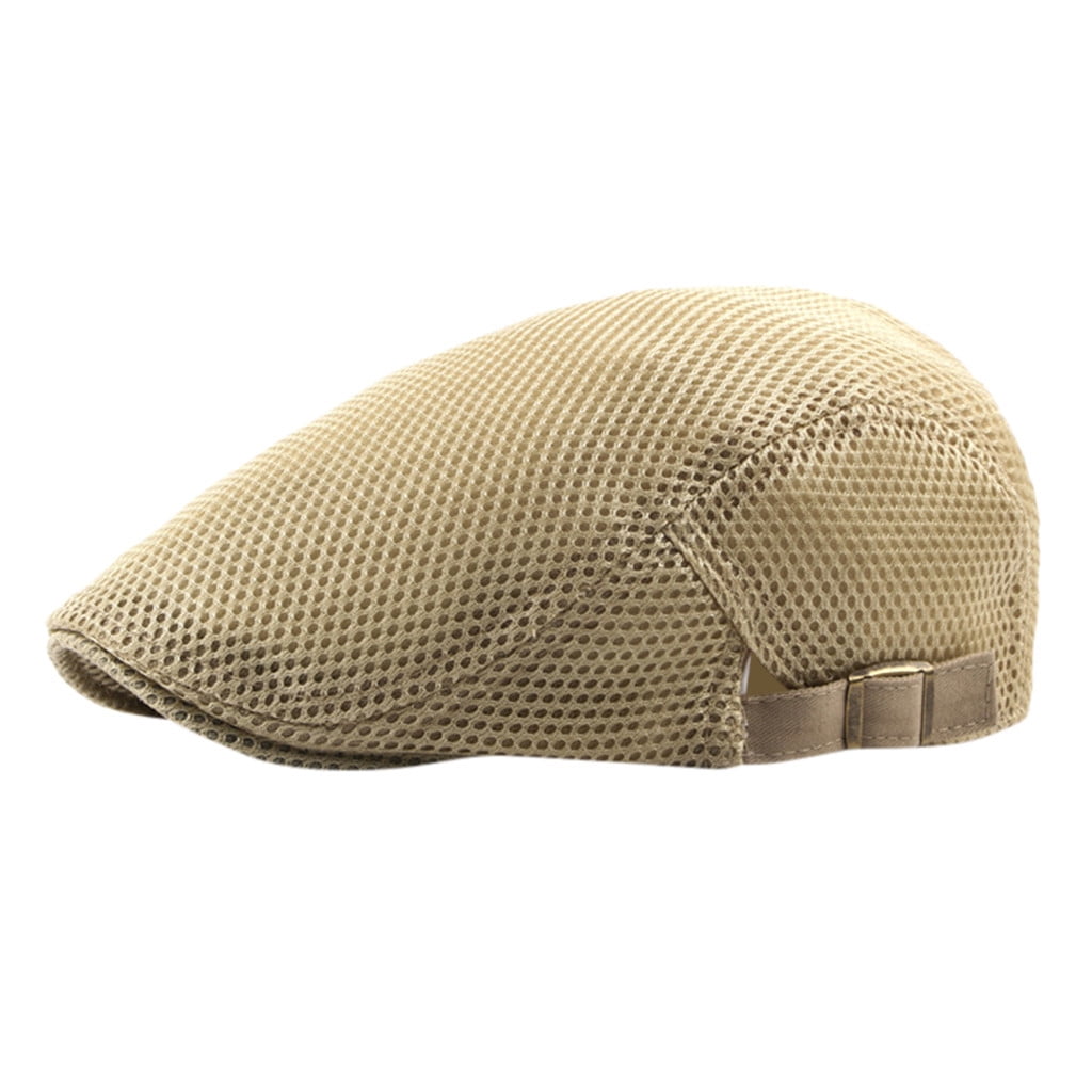 DQRPSEETB Comfortable Cap Men's Mesh Flat Cap Summer Breathable Newsboy ...