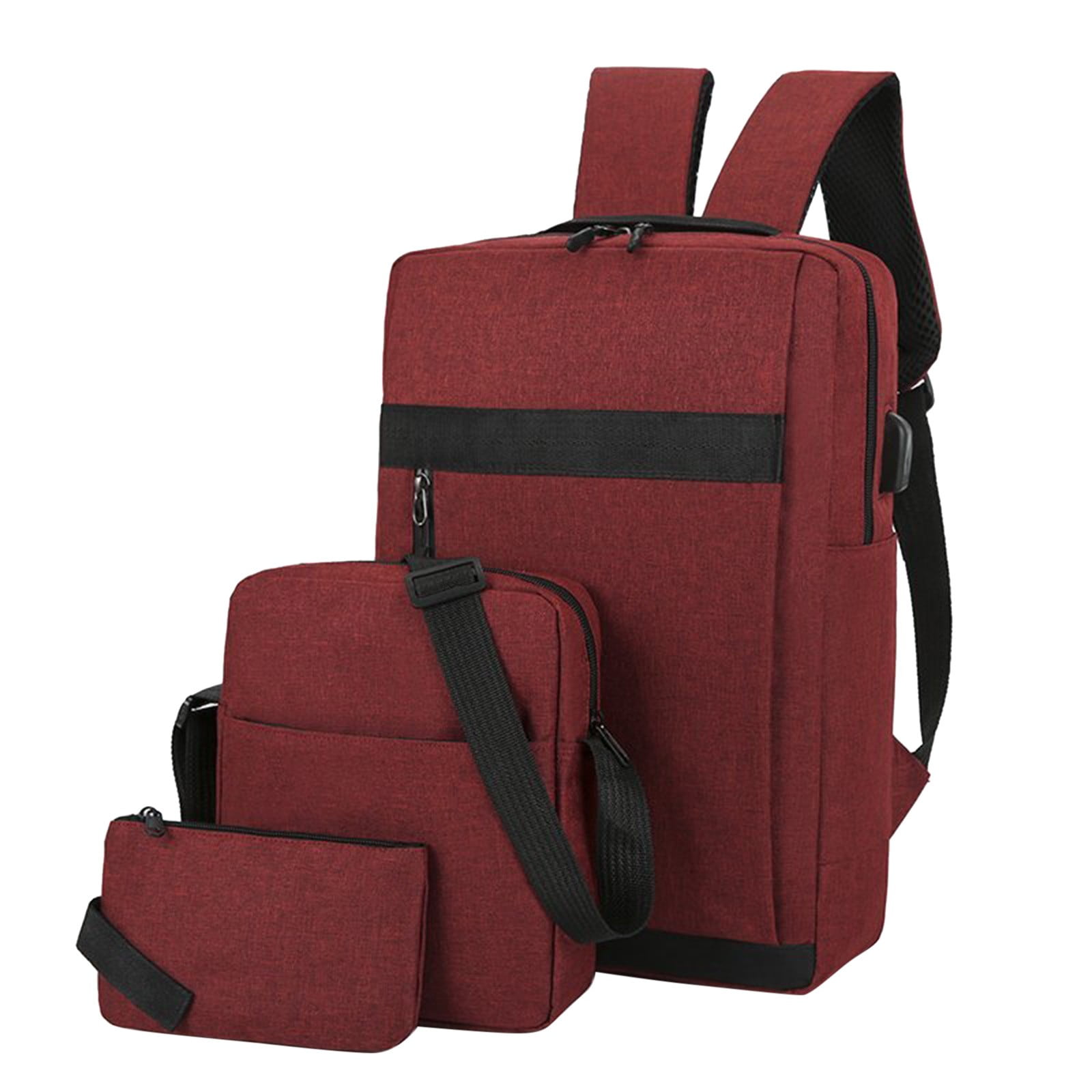 DQRPSEETB Computer Backpack Men Backpack Three Piece Solid Color ...