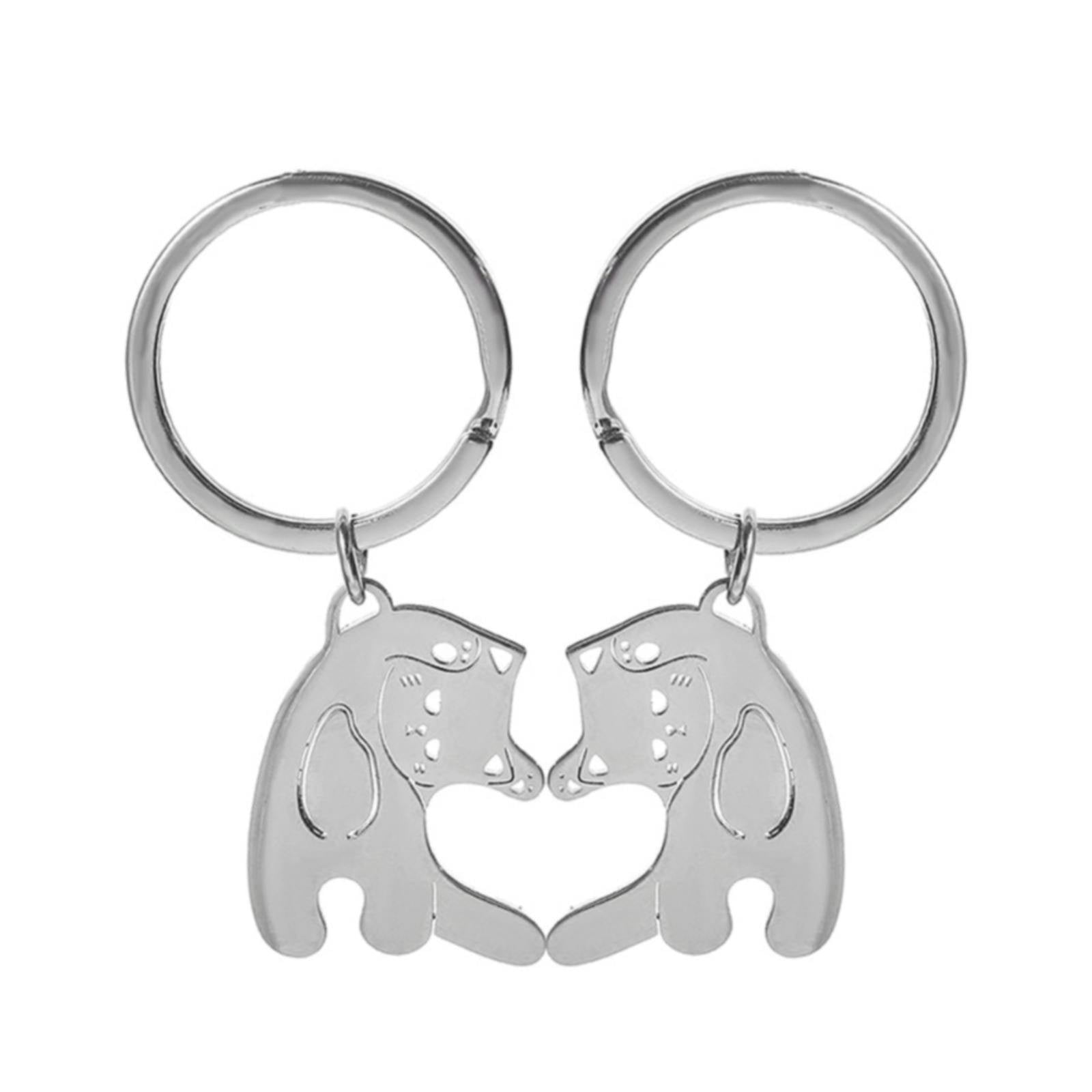DQRPSEETB Key rings for Car Keys Creative Heart Cat Stainless Steel ...