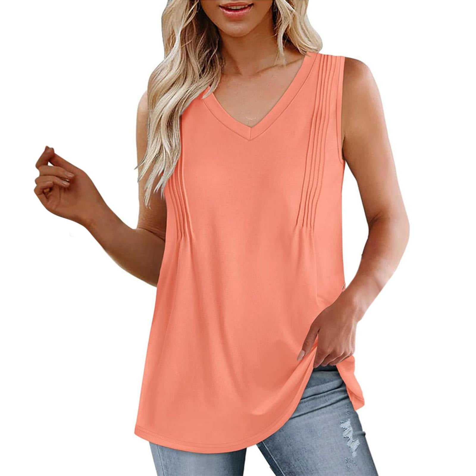 DQRPSEETB Tank Tops for Women Summer Pleated Tank Tops for Women 2024 ...
