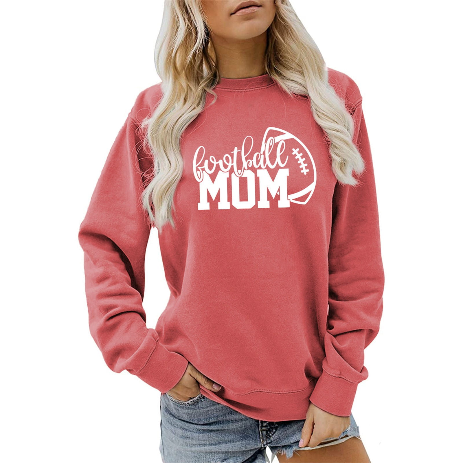 DQRPSEETB Womens Tops Mom Sweatshirt Long Sleeve Pullover Sweater ...