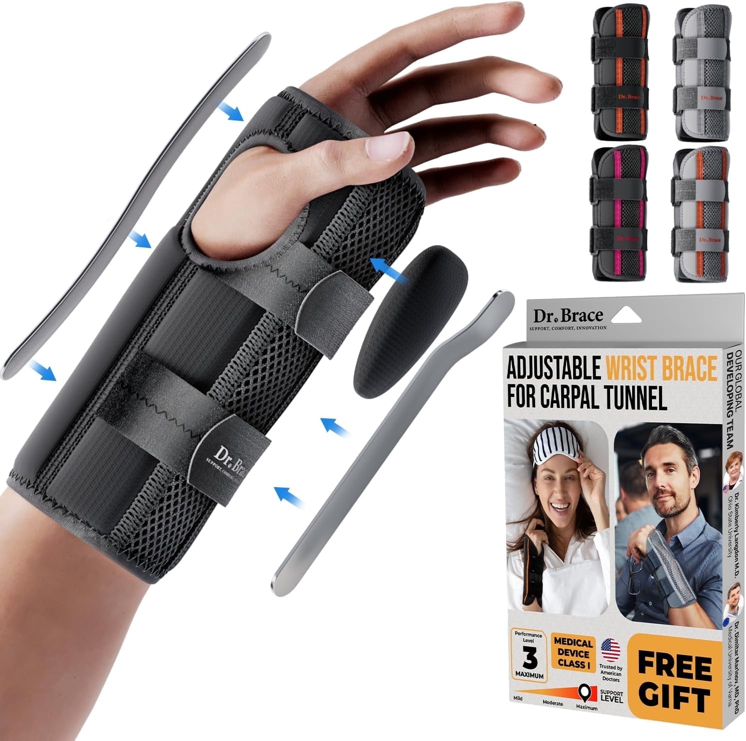 DR. BRACE Adjustable Wrist Brace Night Support for Carpal Tunnel, FSA ...