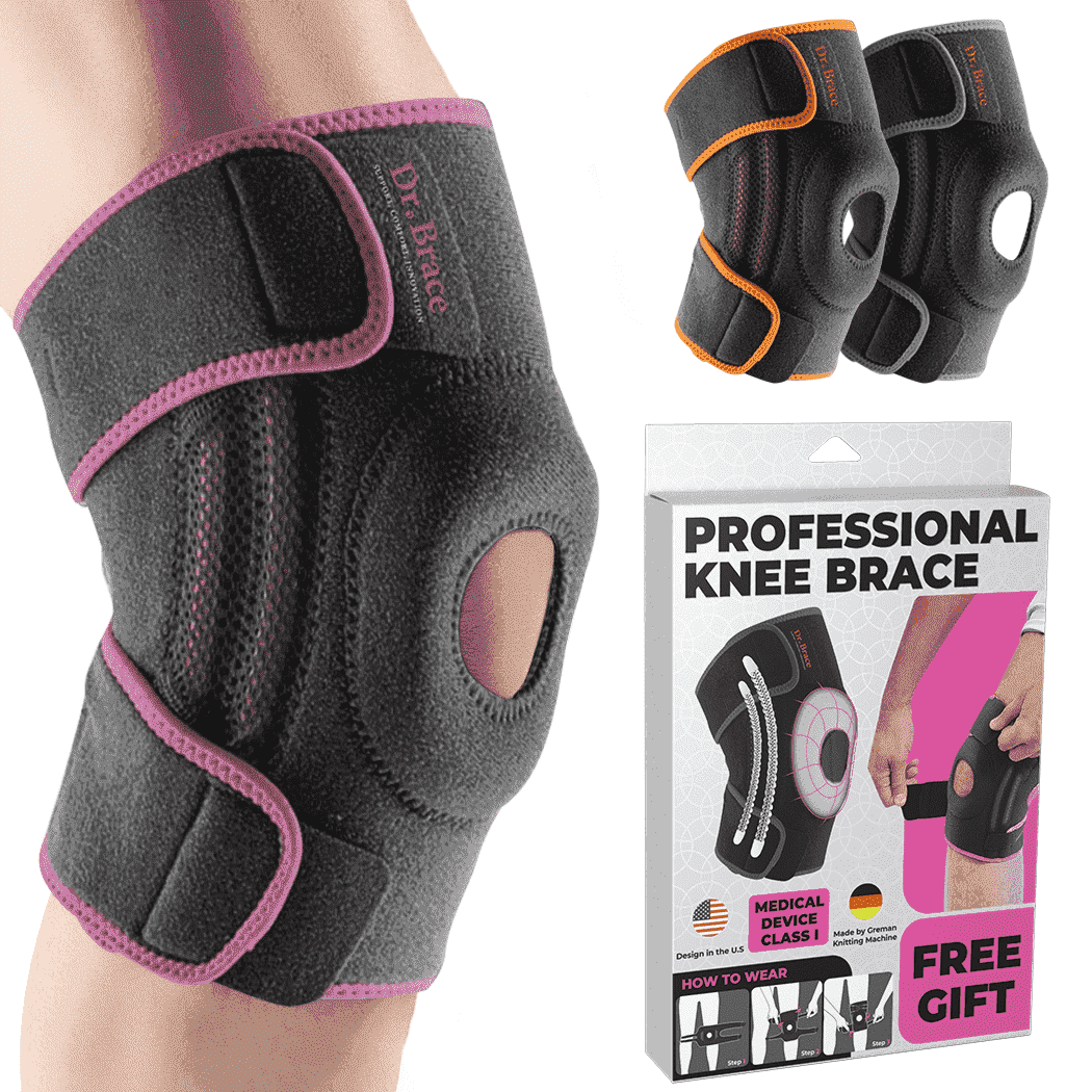 DR. BRACE ELITE Knee Brace with Side Stabilizers & Patella Gel Pads for ...