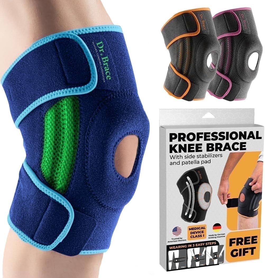 DR. BRACE ELITE Knee Brace with Side Stabilizers & Patella Gel Pads for ...