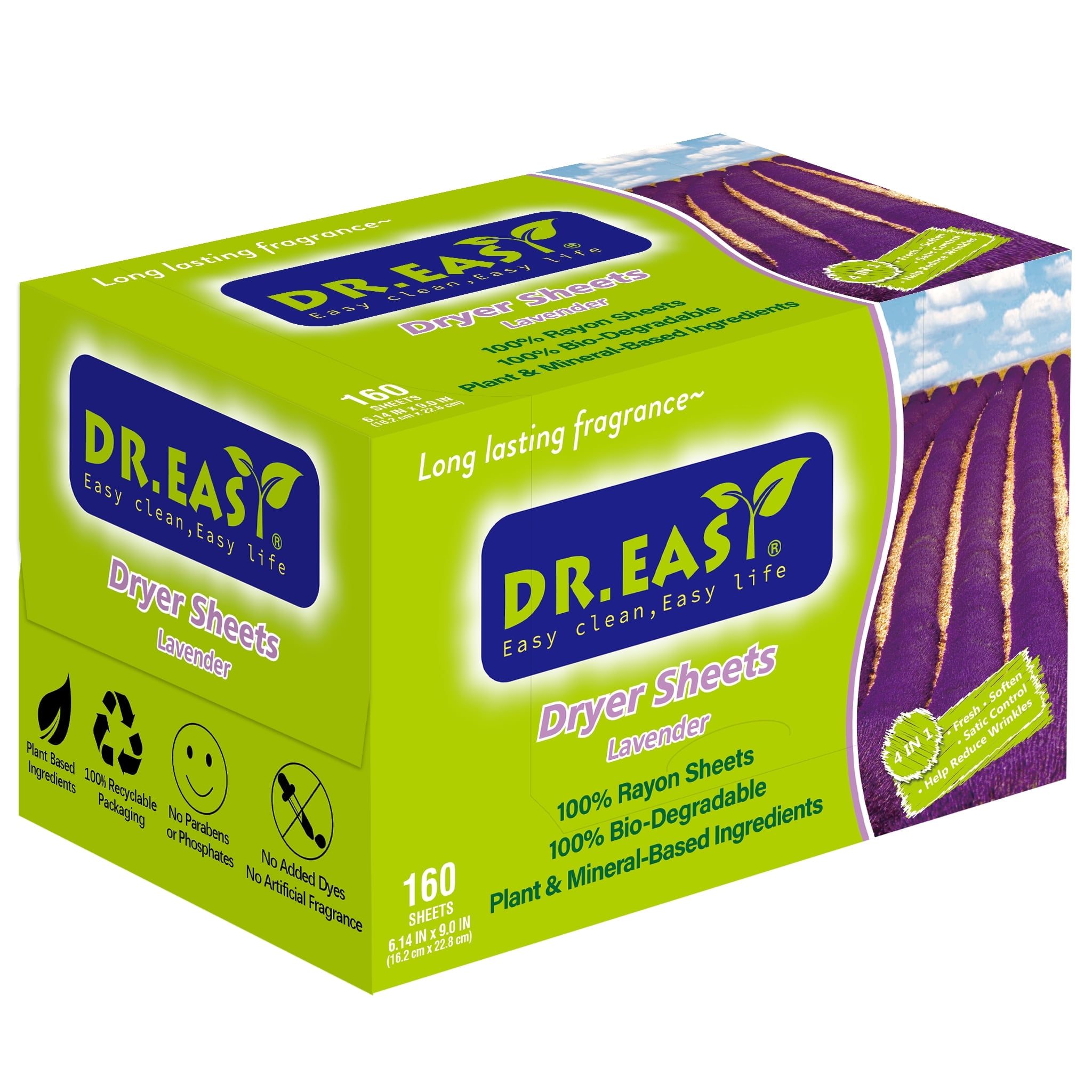 DR.EASY Biodegradable Dryer Sheets Plant Based for Sensitive Skin ...