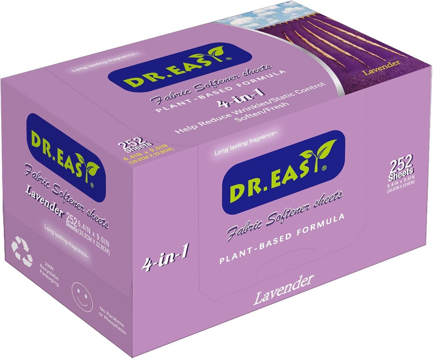 DR.EASY Dryer Sheets Plant Based Formula 252 Ct Fabric Softener sheets ...