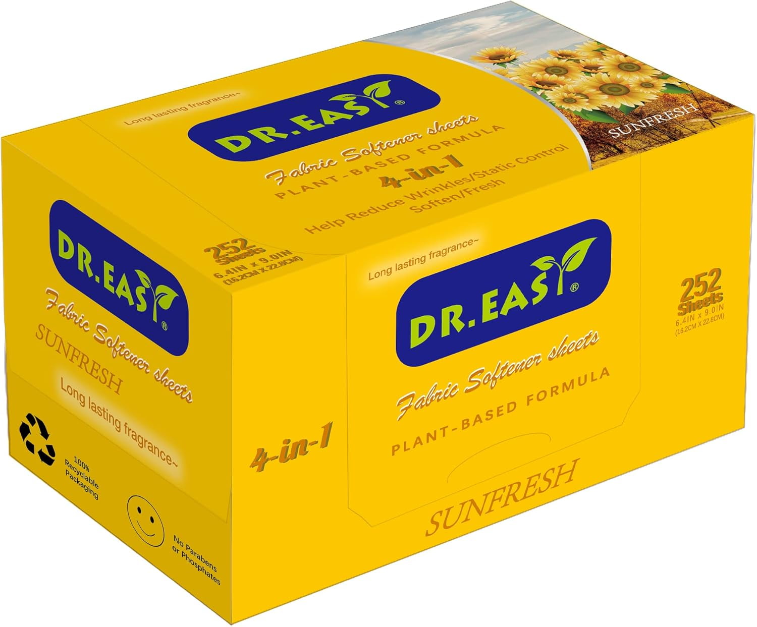 DR.EASY Dryer Sheets Plant Based Formula 252 Ct Fabric Softener sheets ...